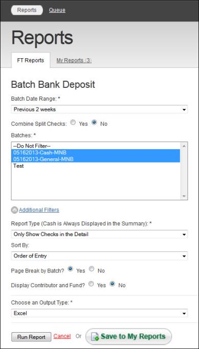 Printing a Bank Batch Deposit Report